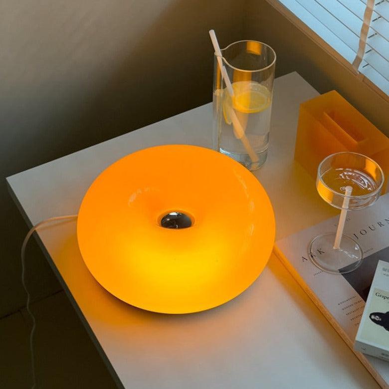 Glass Donut Table Lamp: Elegant Orange and White Lighting Fixture ...