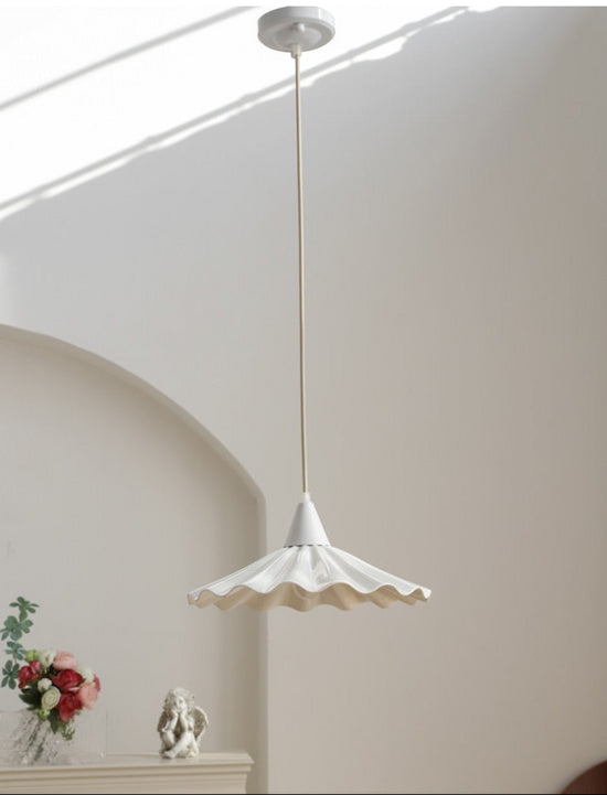 Pleated Flower Glazed Ceramic LED Pendant Light: Elegant Illumination ...