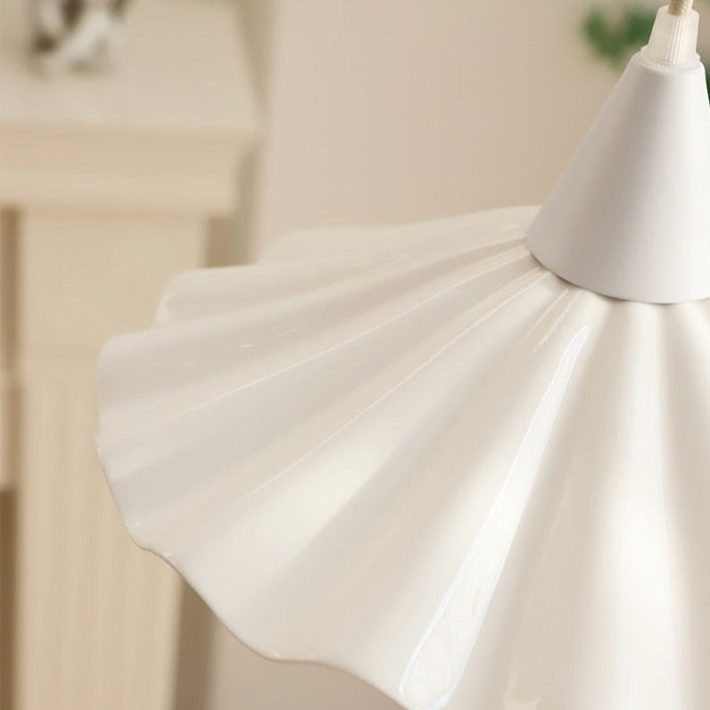 Pleated Flower Glazed Ceramic LED Pendant Light: Elegant Illumination ...