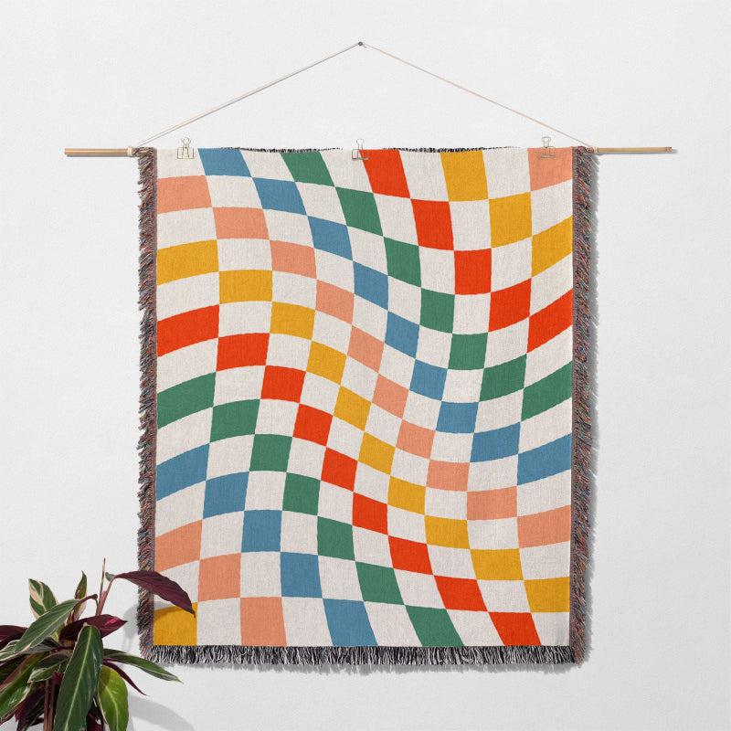 Elevate Your Home Decor with the Vibrant Rainbow Checkered Throw ...