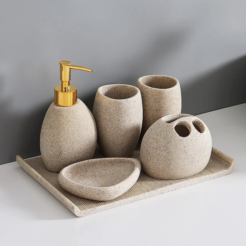 Oasis Resin Stone Bath Accessories – Letifly Lights & Decor