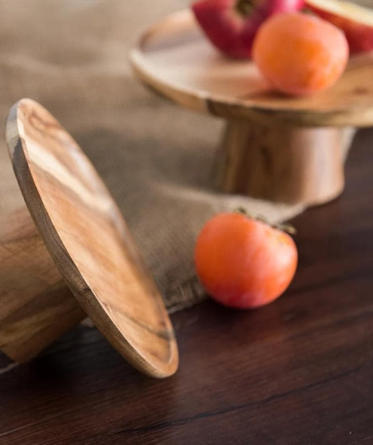 Vintage Natural Wood Cake Stand and Serving Tray for Events and Decor ...