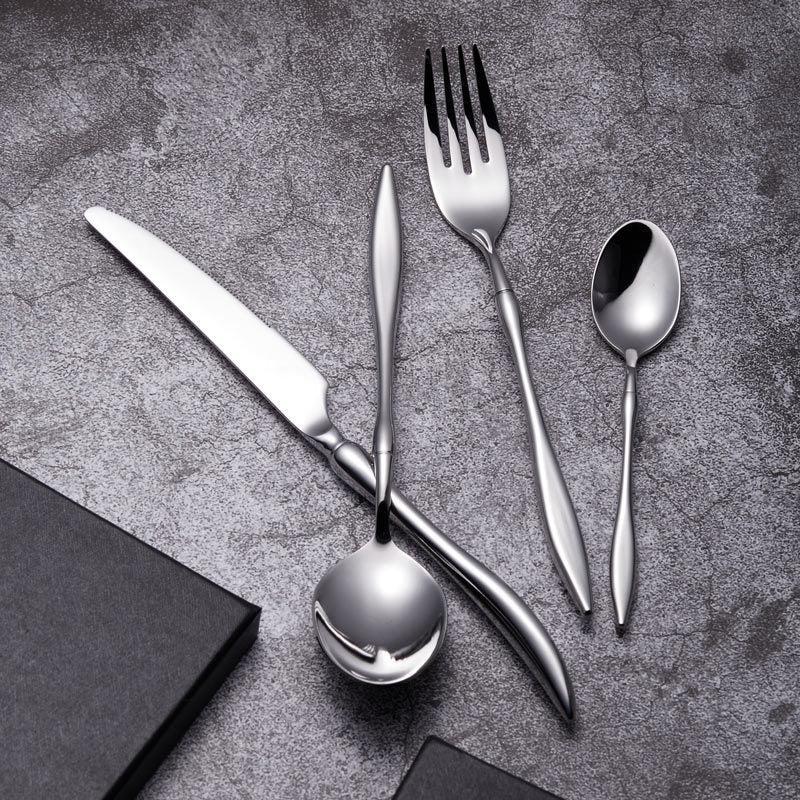 Design Curve Silver Steel Flatware Set – Letifly Lights & Decor