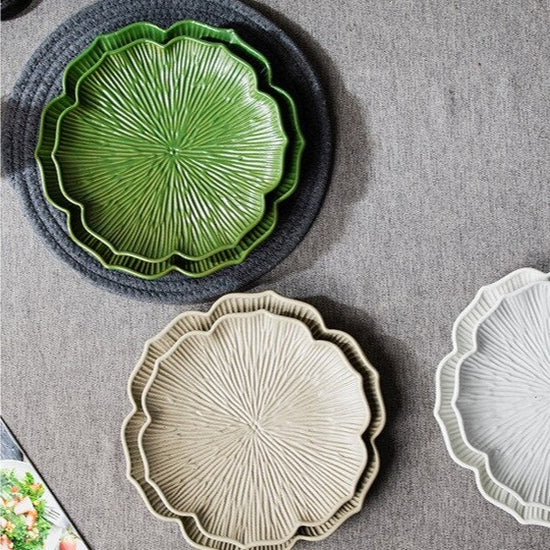 French Leaf Nature Inspired Plates: Ceramic Artistry for Exquisite ...