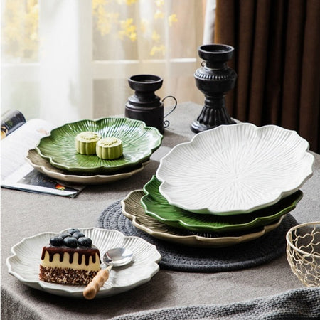 French Leaf Nature Inspired Plates: Ceramic Artistry for Exquisite ...
