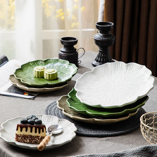 French Leaf Nature Inspired Plates: Ceramic Artistry for Exquisite ...