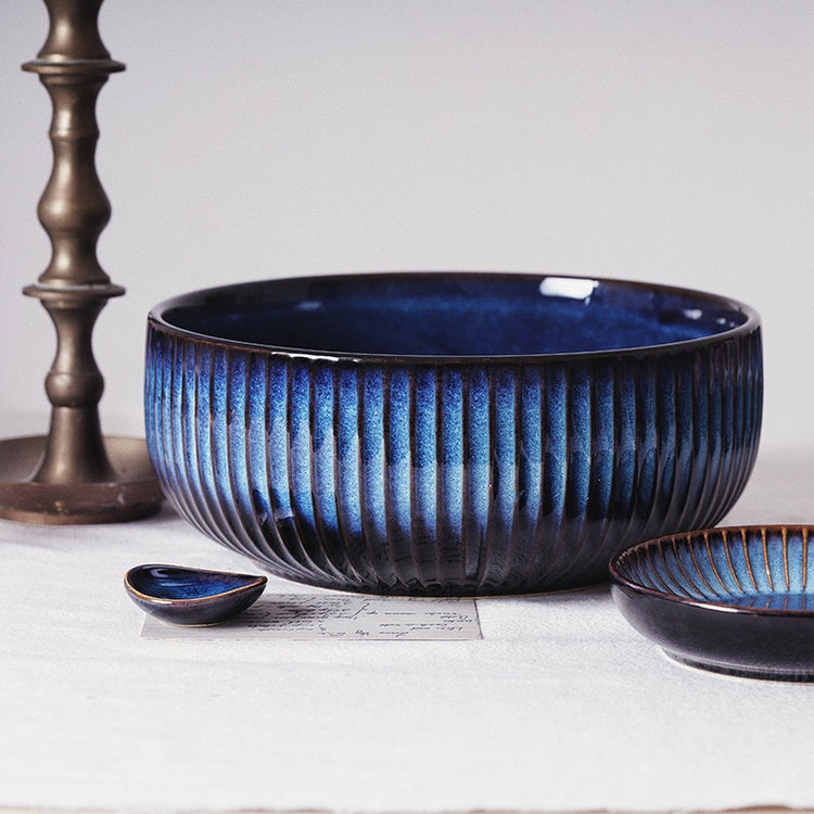 Indigo Stripe Ceramic Porcelain Bowls – Letifly Lights & Decor