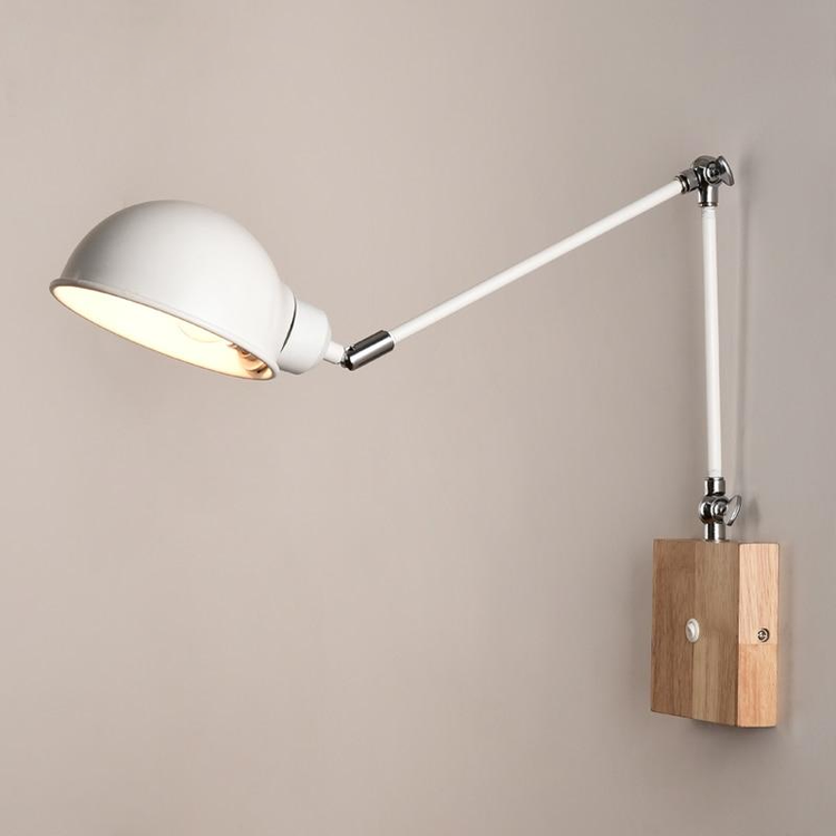 Modern Office Adjustable Wall Lamp in Metal and Wood for Home Decor ...