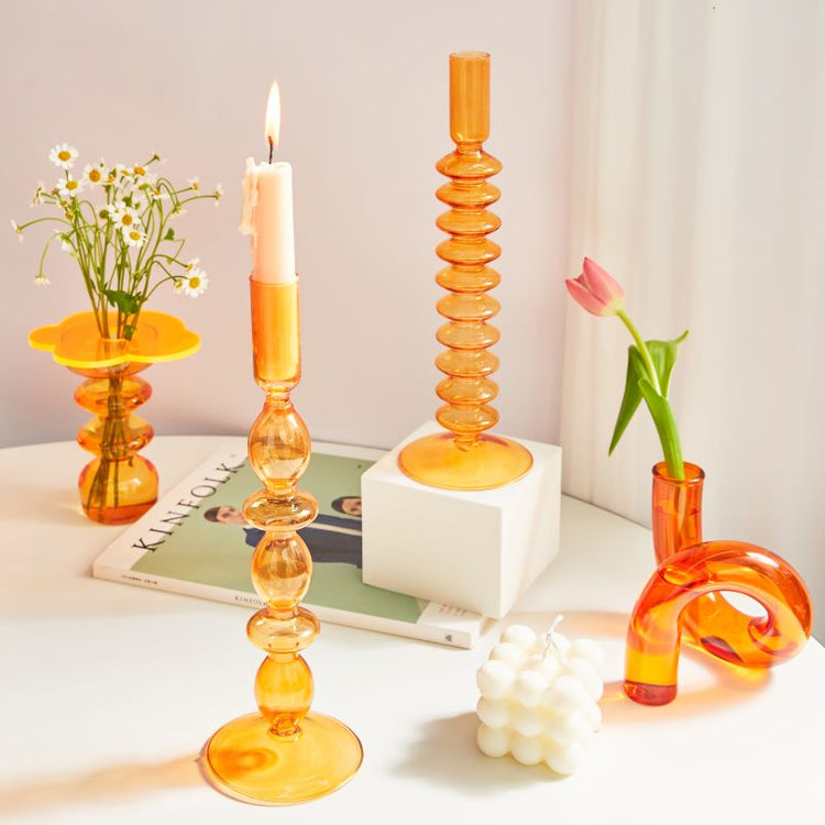 Orange Blown Glass Candle holders – Letifly Lights & Decor