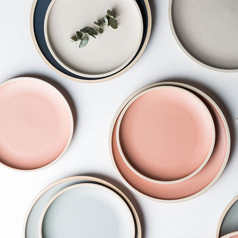 Soho Pastel Color Ceramic Stoneware Dinner Plates