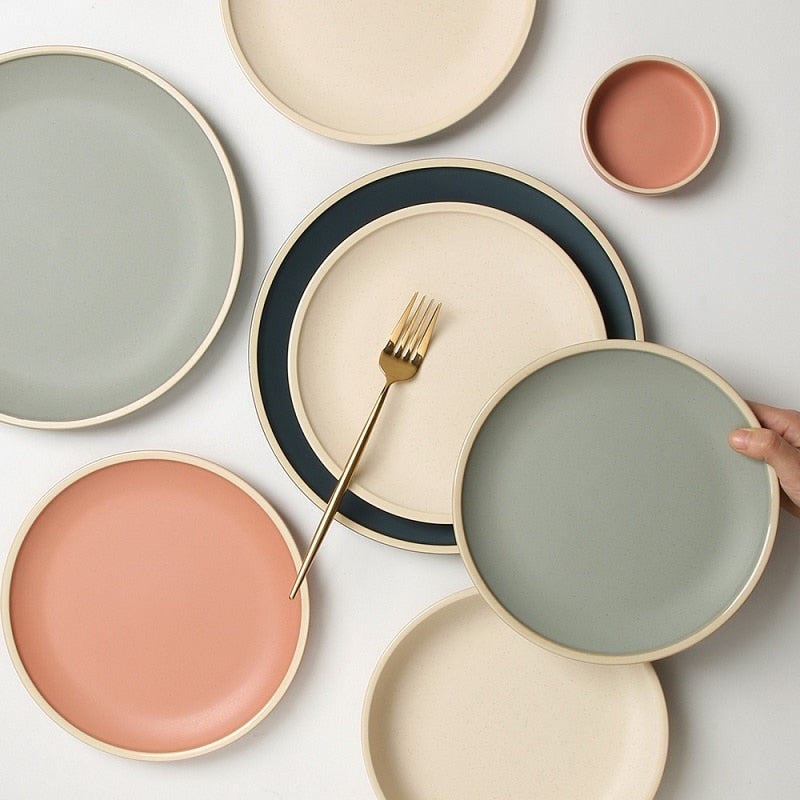Soho Pastel Color Ceramic Stoneware Dinner Plates