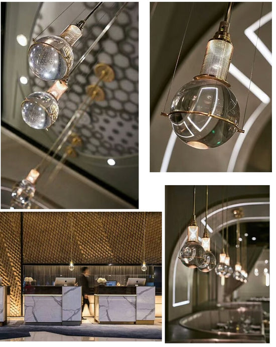 Enhance Your Space with Suspended Drop Glass & Brass LED Pendant Light ...