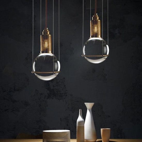 Enhance Your Space with Suspended Drop Glass & Brass LED Pendant Light ...