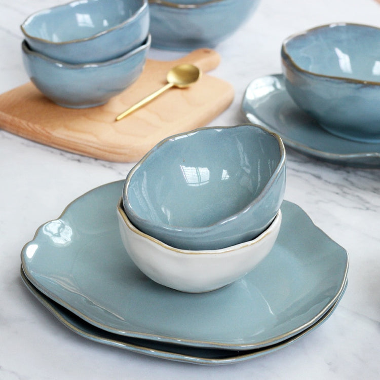 White & Blue Shell Porcelain Plates & Bowls – Letifly Lights & Decor