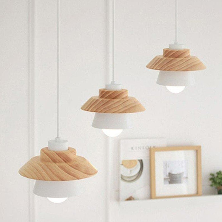 Wood and Metal Layered LED Pendant LED - LED light – Letifly Lights & Decor